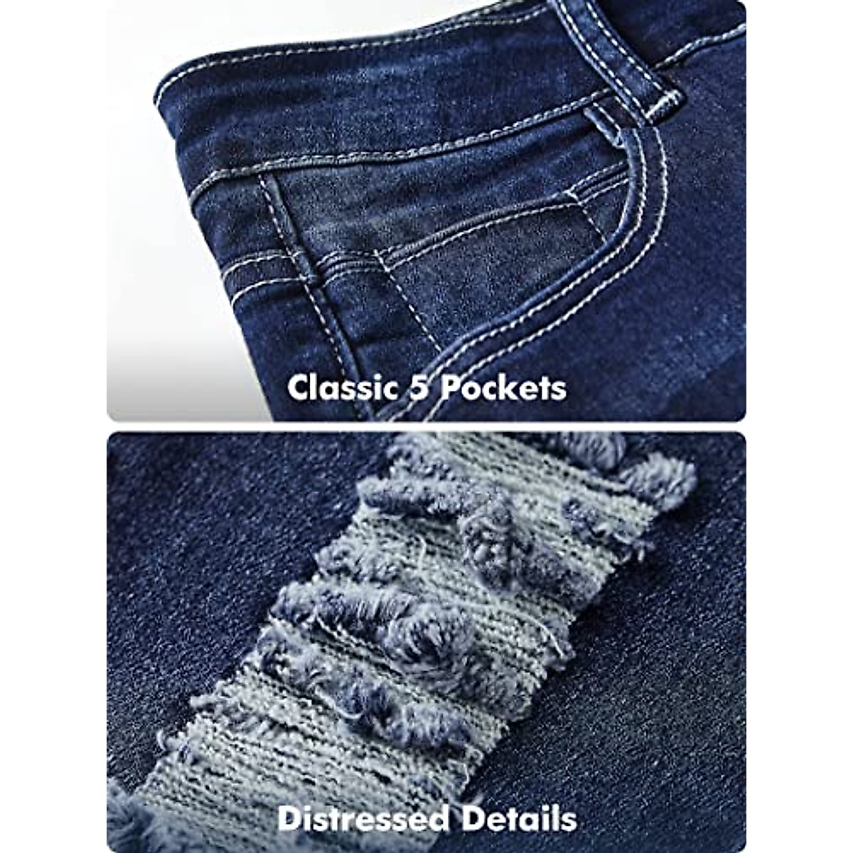 roswear Women's Ripped Mid Rise Destroyed Skinny Jeans Slate Blue XX-Large