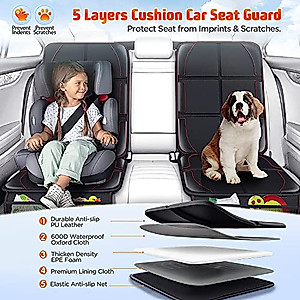 Gimars 2 Packs XL 5-Layer EPE Padding Car Seat Protector for Child Seat, Waterproof 600D Fabric with Nonslip Backing,Storage Pockets SUV, Sedan, Truck, Leather Seats