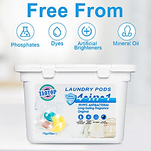 3-in-1 Laundry Pods with Softener & Scent Booster, 10x Free Power Soap Pods Laundry Detergent, Long Lasting Fresh Scent, High Efficiency (HE), 25 Count