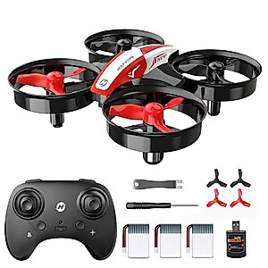 Holy Stone Mini Drone for Kids and Beginners RC Nano Quadcopter Indoor Small Helicopter Plane with Auto Hovering, 3D Flips, Headless Mode and 3 Batteries, Great Gift Toy for Boys and Girls, Red