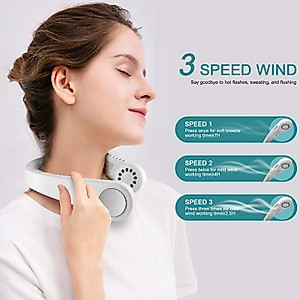 Cooperwin Neck Fan Portable Rechargeable Personal Fans Cooling Wearable Fan, Bladeless Fan Around The Neck, Neckband Fan with 3 Speeds Low Noise, Headphone Design Hands Free Sports Fan