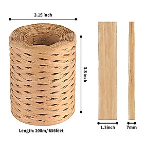 Raffia Ribbon for Gift Wrapping - Cuttte 218 Yards Raffia Yarn for Crocheting, Raffia Paper Ribbons for Craft, Packing Paper Twine Ribbon 1/4 Inch Width (Kraft)
