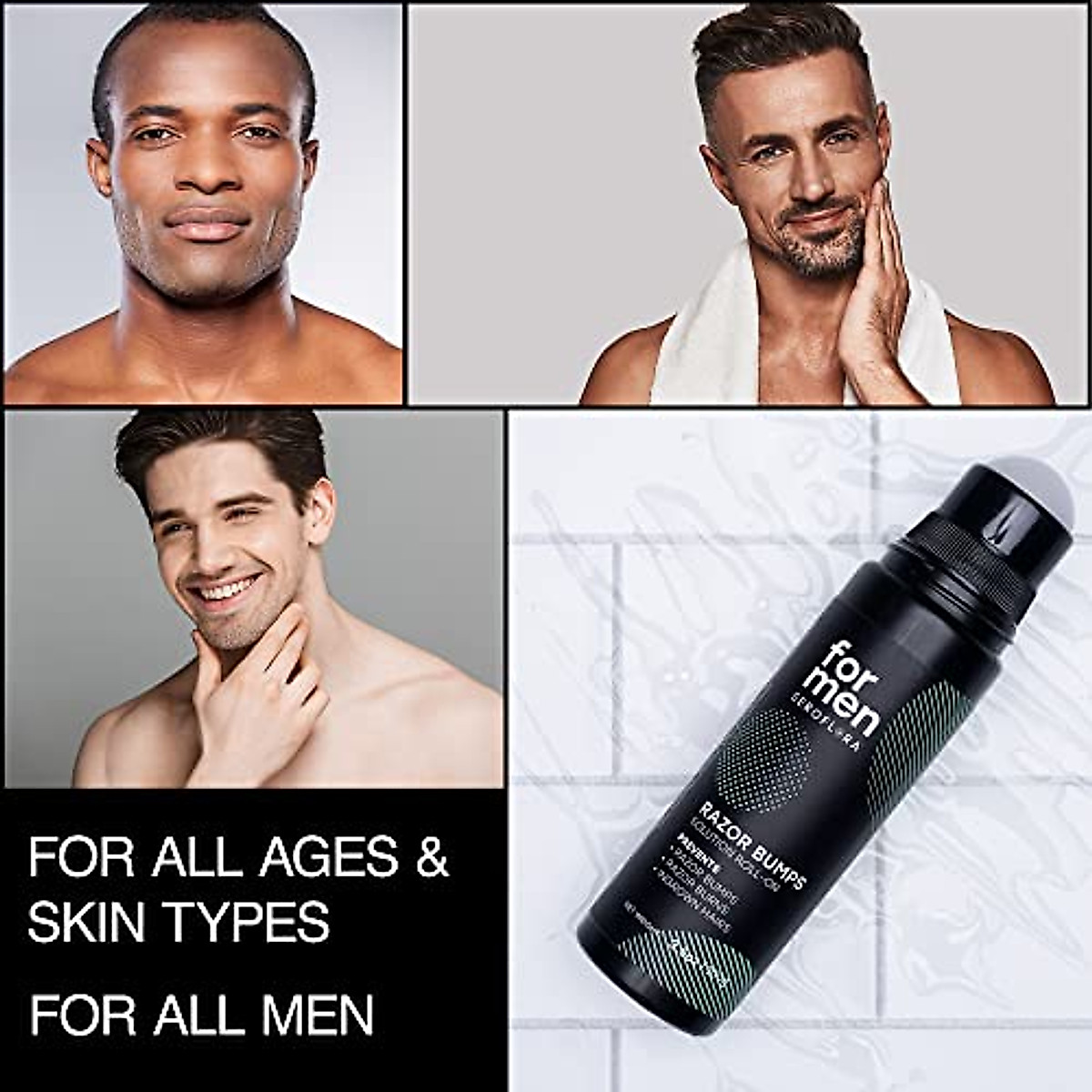 Seroflora For Men Razor Bumps Solution - Ingrown Hair Treatment for Men - Razor Bump Treatment for After Shave & Waxing - Roll-On for Face, Legs, Body (3.5floz)