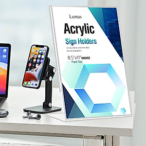 Lemas Slanted Back Acrylic Sign Holder 8.5*11 Inches，Clear Desktop Sign Holder Plastic Paper Holder Tabletop Display Stand for Office, Restaurant, Store (3Pcs)