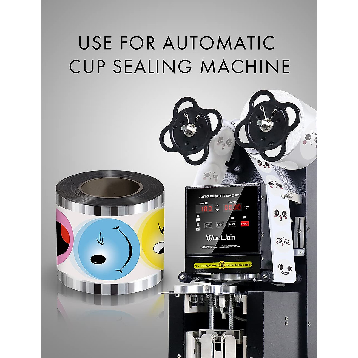 WantJoin Cup Sealing Film Tea Cup Sealing Film Boba Cup Sealer Film 90-105 mm 3000 Cups for PP Plastic and Paper Cups