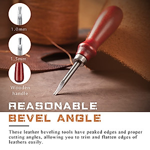 5 Pieces Leather Knife Set Includes 7 in 1 Leather Groover Tool 2 Pieces Leather Edge Beveler Leather Cutting Knife Sandalwood Leather Craft Device, Handle Leather Tools for DIY Leather Craft Cutting