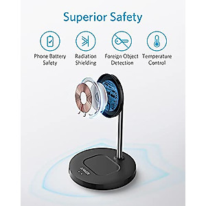 Anker Wireless Charging Stand, PowerWave 2-in-1 Magnetic Stand Lite with USB-C Cable, for iPhone 14/14 Pro/14 Plus/14 Pro Max/13/13 Pro /13 Pro Max, AirPods 2/Pro (No AC Adapter)