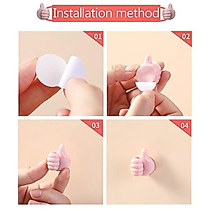 Cute Wall Hooks, Hand Shaped Adhesive Hooks Creative Clothes Hooks, Mini Data Wire Holders Versatile Bathroom Hooks(Grey)