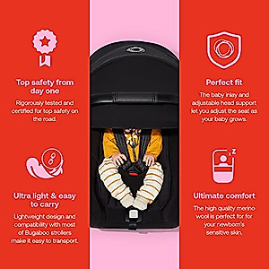 Bugaboo Turtle Air by Nuna Car Seat + Recline Base - Compatible with Bugaboo Fox, Lynx, Donkey Bee and Ant Strollers - Fits Infants 4 to 32 Pounds - Lightweight Car Seat - Grey Melange