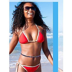 12 Pieces African Waist Beads for Women 48 Inch Layered Belly Body Chain Body Jewelry Colorful Belly Beads Summer Beach Bohemia Body Jewelry for Women