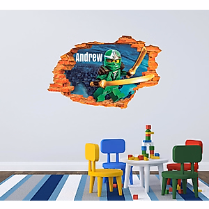 Ninja Custom Name Wall Decal- Personalized Ninja Name Wall Sticker - 3D Wall Effect - Wall Decal for Home Nursery Decoration (Wide 20"x13" Height Inches)