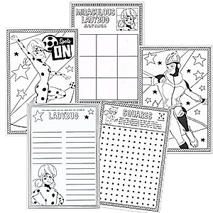 Miraculous Ladybug and Cat Noir - Activity Bundle - Miraculous Ladybug Stickers, Coloring Book, 2-Sided Door Hanger