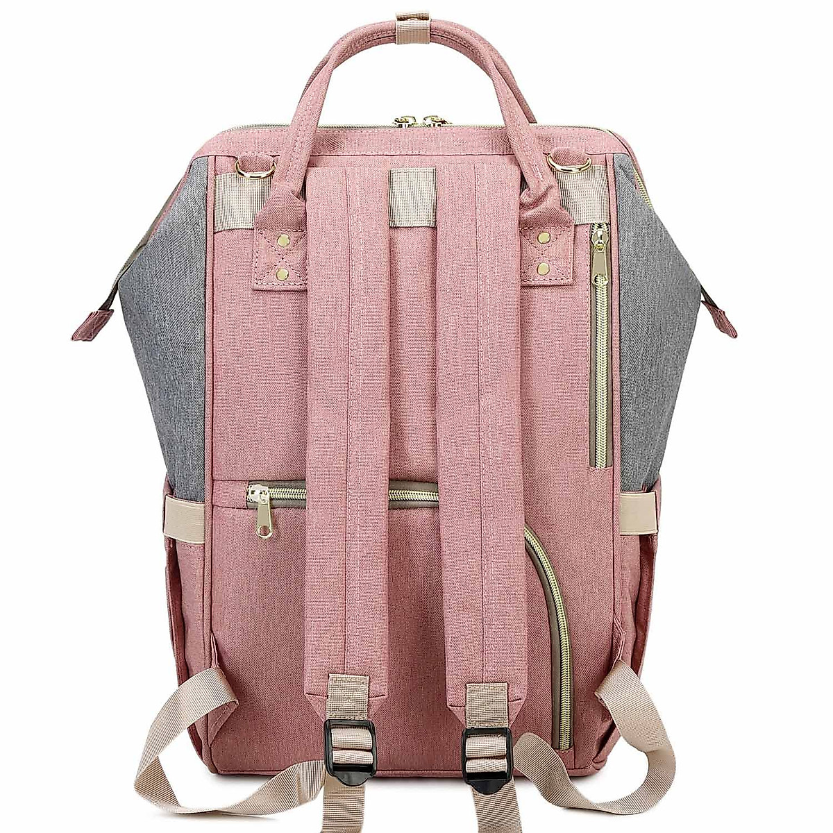 Dokoclub Diaper Bag Backpack, Multifunction Baby Bags, Large Capacity Nappy Changing Bags, Waterproof Travel Backpack,Stylish Durable, Hooks and Changepad, Pink Grey