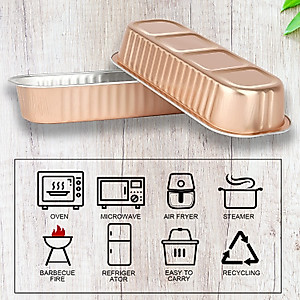 LNYZQUS Disposable Mini Cake Pans With Lids 50 Pack, 6.8oz Rectangle Baking Cups Muffin Tins, Aluminum Foil Tins Loaf Holders For Brownie Bread -Champagne