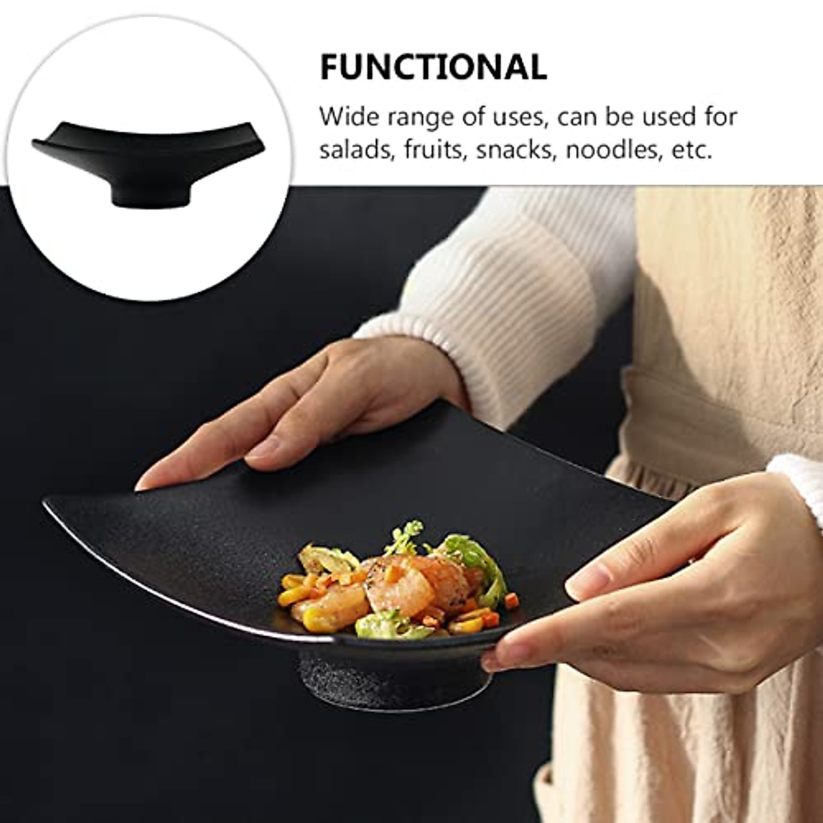 BESTonZON Square Dinner Plates, serving platters serving trays dessert plate Matte Black Serving