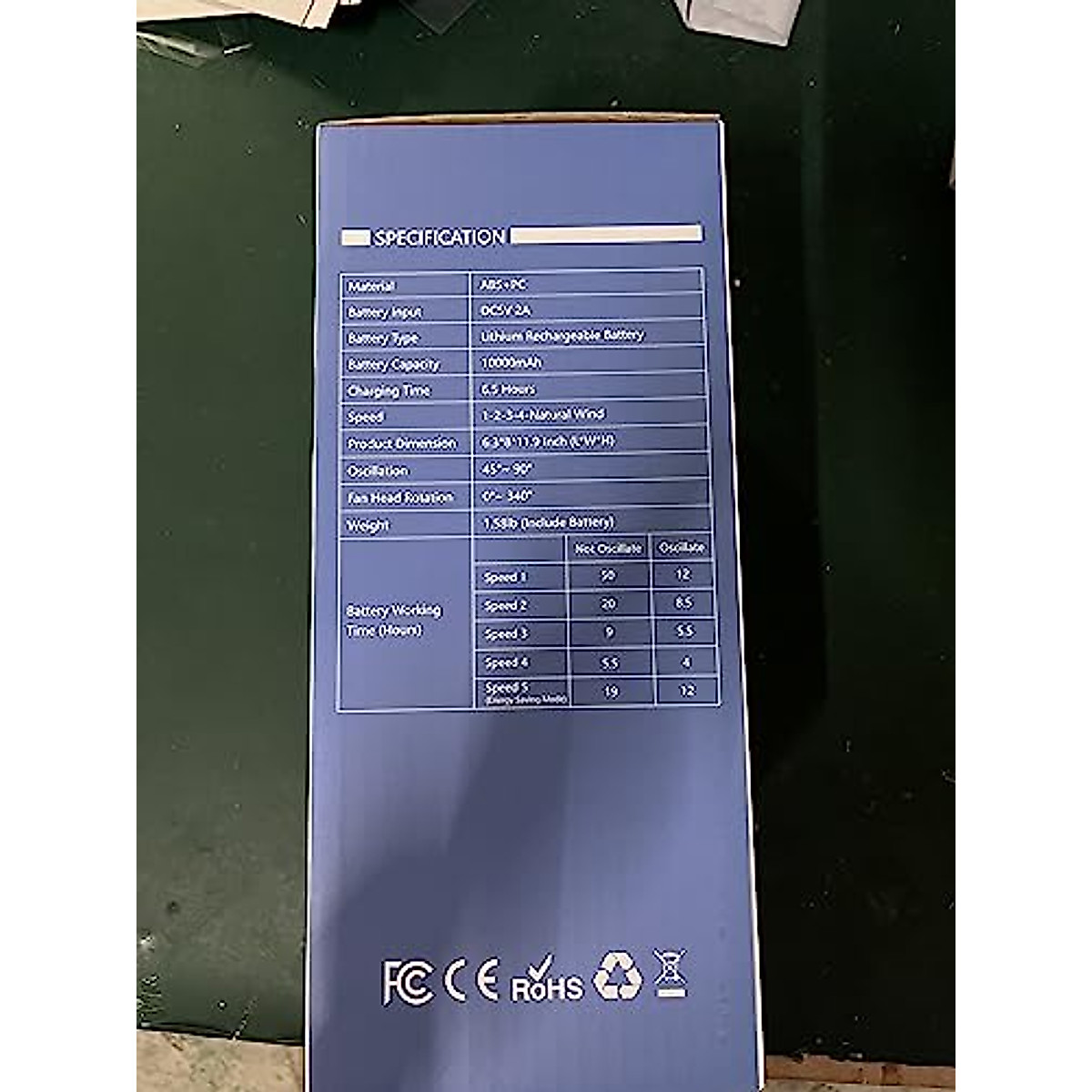 ATEngeus 4 in1 USB Fan, 8” Clip Fan, 10000mAh Rechargeable Table Fan, 5 Speeds Battery Operated Fan, 45°/90° Automatic Rotation, 3 Time Setting, with Clip & Hook for Homes, Offices, Bedroom