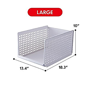 HomeDecoGoods Sturdy Simple Plastic Storage Drawers, Stackable Small Large Sliding Basket Organizer Drawer, White - Storage Drawers Organizer Using for Office, Kitchen, Living Room (Small)