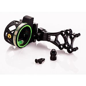 Trophy Ridge Volt 5 Pin Archery Bow Ambidextrous Sight - 5 Ultra-Bright Horizontal .019 Fiber Optic Pins, Bubble Level, Green Hood Accent for Quicker Sight Acquisition, Fiber Wrapped Pin Guard