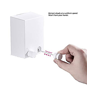 ELLO&ALLO Adhesive Retractable Clothesline with Adjustable Stainless Steel Rope String Hotel Indoor Clothes Dryer, Wall Mounted Shower Drying Line for Bathroom, 13.8 Feets (White)