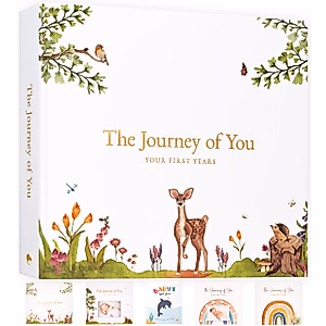 Baby Memory Book for Girl or Boy - First 5 Year Unisex Woodland Animal Keepsake to Log New Born 1st Milestone - Gender Neutral Photo Album - Parent Scrapbook Journal - Pregnancy Gift for Expecting Mom