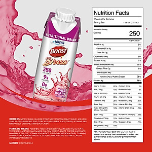 BOOST Breeze Clear Nutritional Drink - 250 Calories - 19 Vitamins & Minerals - 9 g Protein – Fortified Clear Nutritional Drink with Vitamin A & Zinc - Wild Berry Flavor - 8 fl oz (Pack of 24)