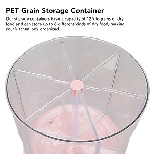 360 Degree Rotating Grain Storage Food Dispenser,Round Rice Storage Container Rice Bucket Rice Storage Tank Sealed Grain Container for Home and Kitchen(Sakura Pink)