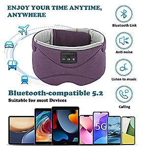 QYCHHJ Bluetooth Sleep Headphones with Ultra Thin Speakers with 24 White Noises Musics Stereo for Sleep Headphones, Sleep Mask, Headband Replacement