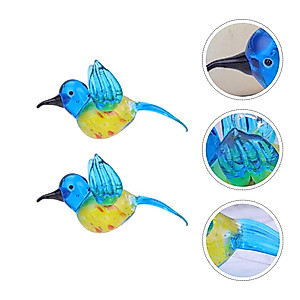 YARNOW 2Pcs Glass Hummingbird Ornaments Crystal Animal Ornament Collection for Home Garden Office Desktop Decoration