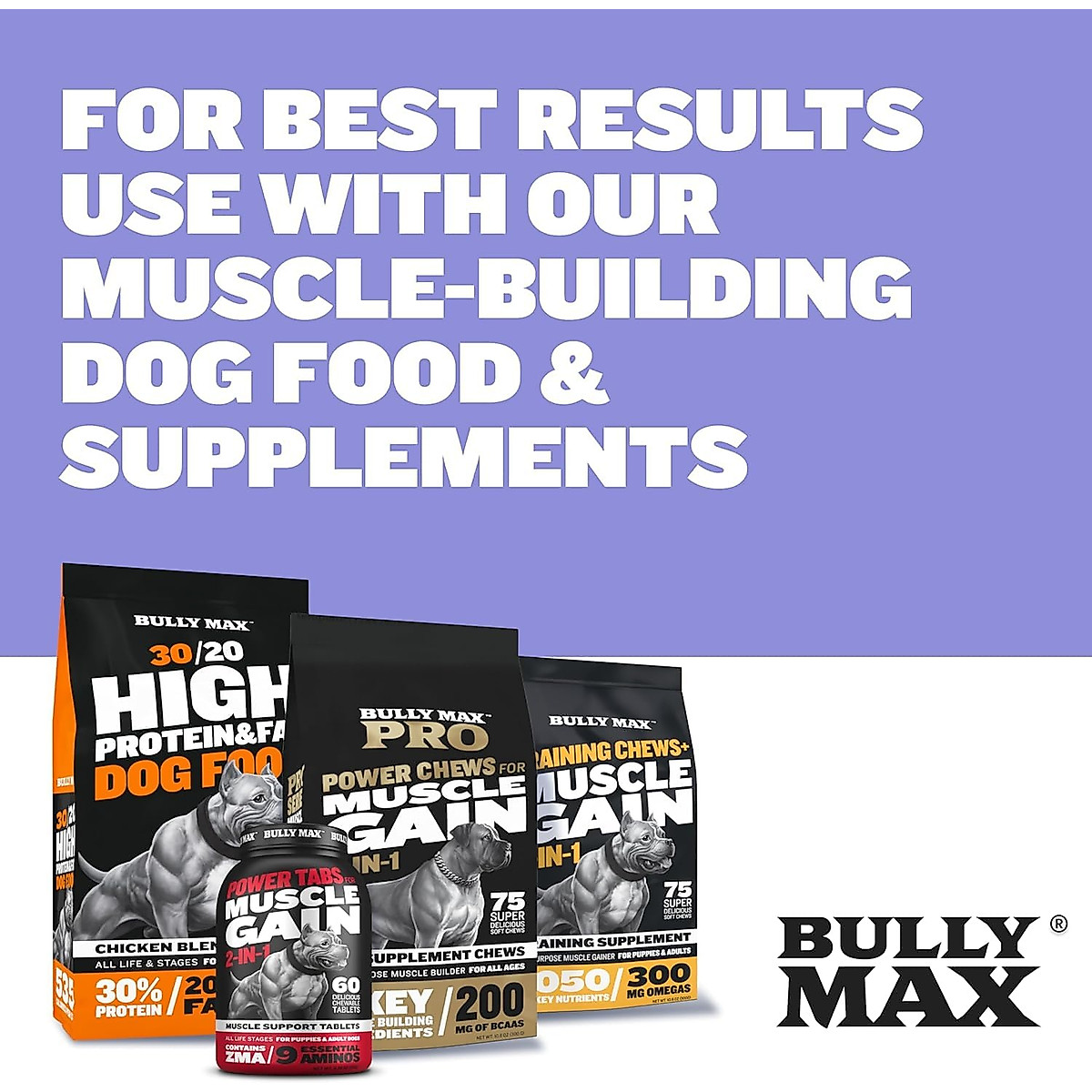 Bully Max 2-in-1 Post-Workout Recovery Support Chews - Dog Vitamins for Small & Large Breeds - Puppy and Adult Dog Hydration & Electrolyte Replenishment - 3 Packs, 75 Chews per Pack