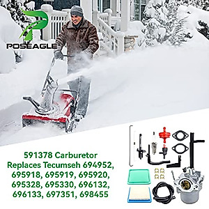 POSEAGLE 591378 Carburetor Replaces Briggs and Stratton 591378 796321 696132 699958 699966 695920, Craftsman Nikki 696133 796322 697351 698455 695918 694952 695919 695330 796323 695328