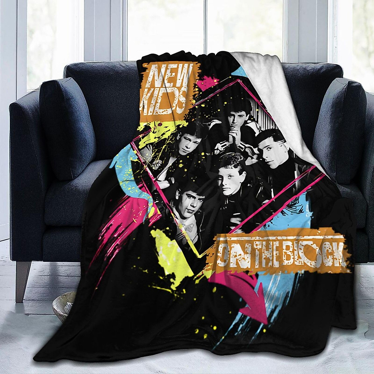New Music Kids Singer On The Band Block Blanket Soft Flannel Throw Blankets Lightweight Warm Blanket for Bed Sofa Room Couch Decor 50"x40"