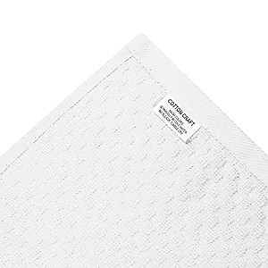 COTTON CRAFT Euro Café Set of 12 Waffle Weave Pure Cotton Super Absorbent Multipurpose Kitchen Towels, Dishcloths, Tea Towels White