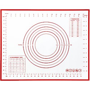 Non Slip Silicone Pastry Mat with Measurements Nonstick, 16 x 20 Inch Thick Baking Mat for Rolling out Dough Red Food Grade Silicone Baking Mats for Cookie, Cake, Pizza
