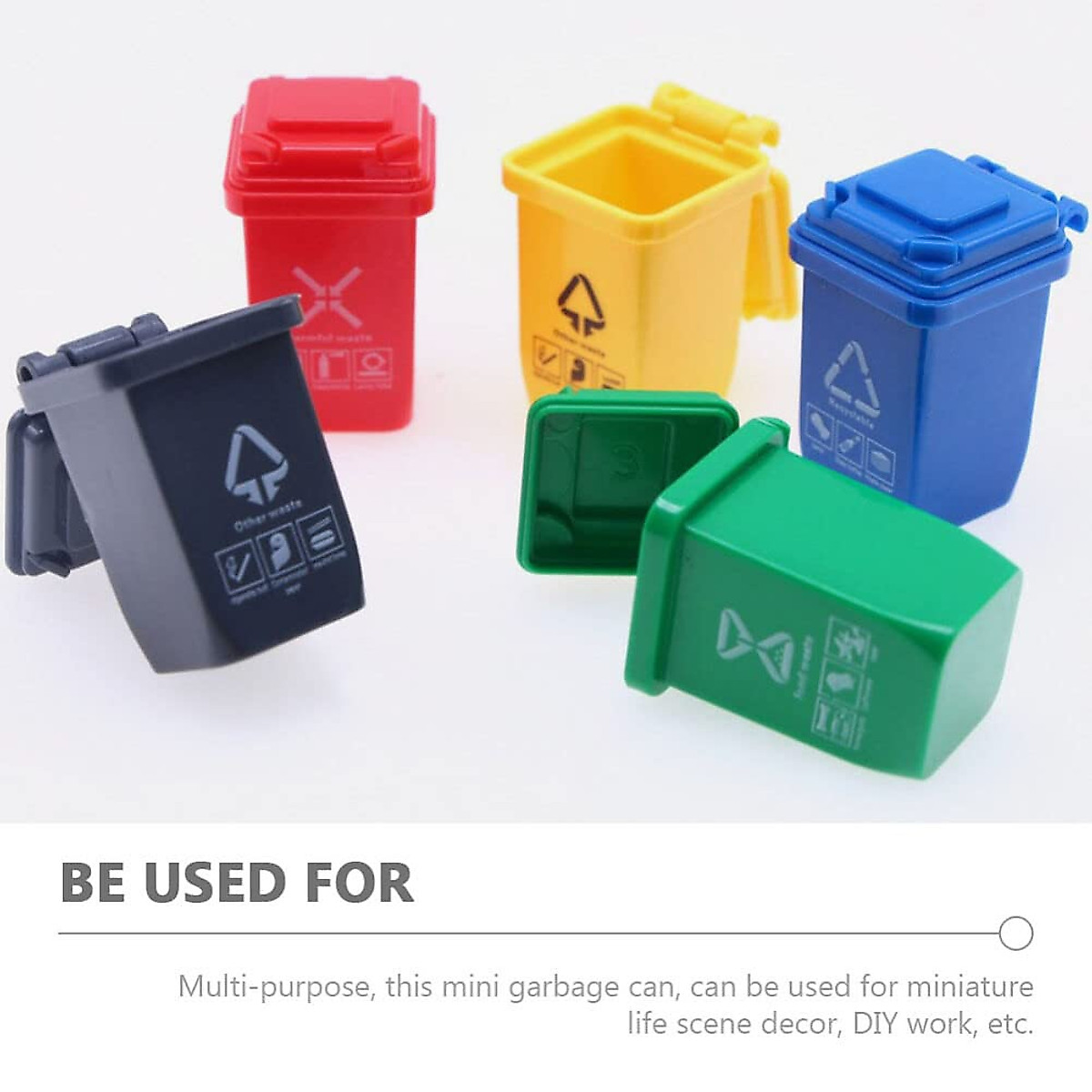 NUOBESTY Miniatures 5 Pcs Mini Curbside Garbage Trash Bin Pen Holder Creative Recycle Can Pencil Cup Desktop Organizer for Home Office Mini Garbage Cans Miniature Trash can