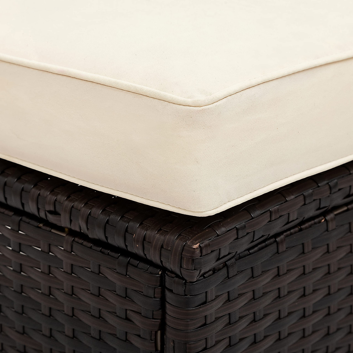 ele ELEOPTION Half-Moon Sofa Set 5 Pieces All-Weather Brown PE Rattan Wicker Sofa Set Outdoor Patio Sectional Furniture Set with Tempered Glass Table, Beige