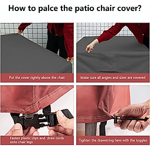 2 Pack Outdoor Swivel Lounge Chair Cover 600D Heavy Duty Outdoor Chair Covers,100%Waterproof Tear-Resistant,UV Resistant,Swivel chair cover Fits 37.5 L x 39.25 D x 38.5 H in, Noble black/red combo.