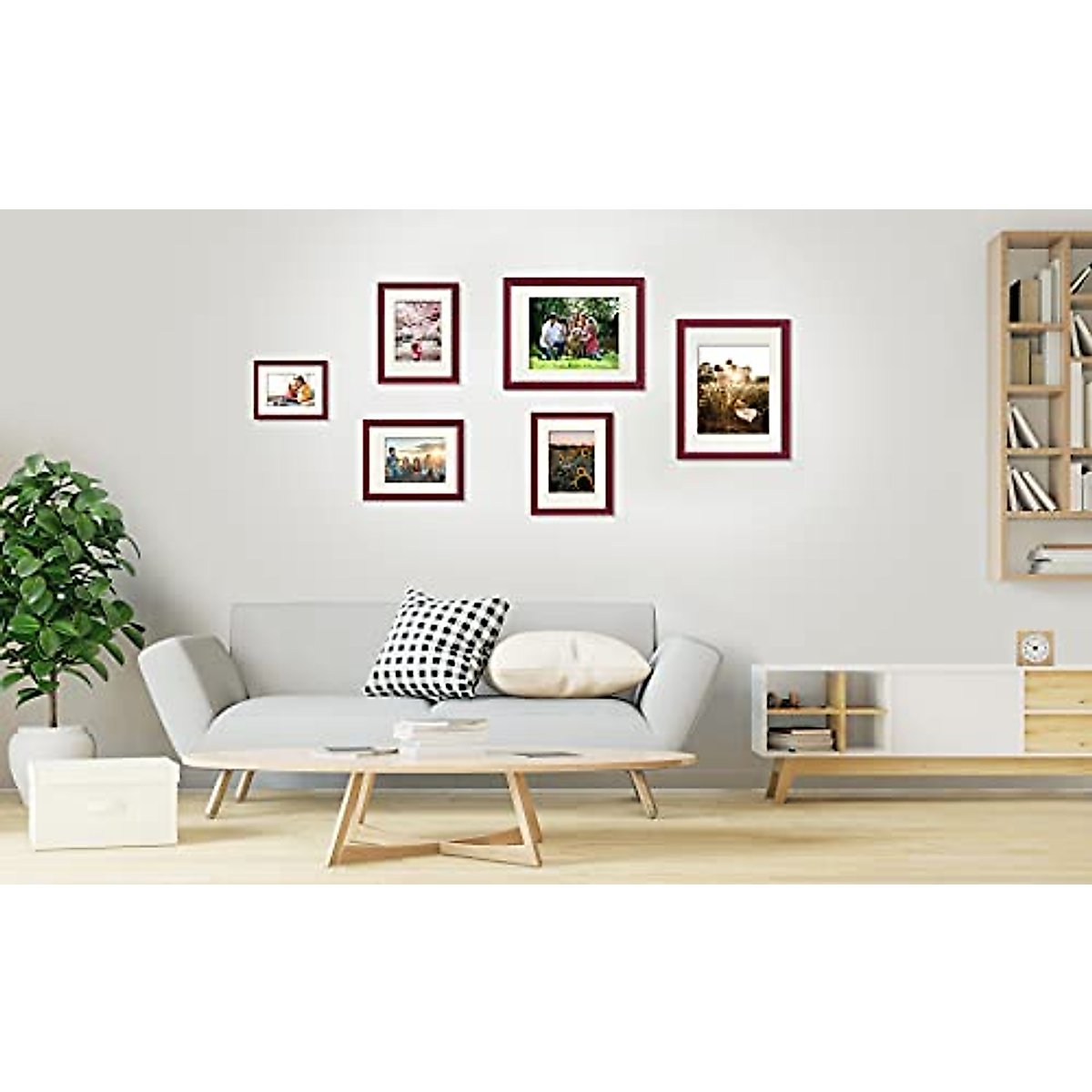 VIOLABBEY 11x14 Picture Frames Red Set of 4, Fits 8x10 Pictures with Mat or 11x14 Photos without Mat, Photo Frame with Real Glass, Vertical or Horizontal for Wall and Tabletop Display