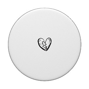 Gray White Hand Drawn Broken Heart PopSockets Standard PopGrip