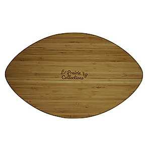 Prairie Collections Football Shaped Bamboo Serving Tray (10" x 16" x 2.5”) Includes 2 Dip Trays - Large Chip Serving Dish for Parties