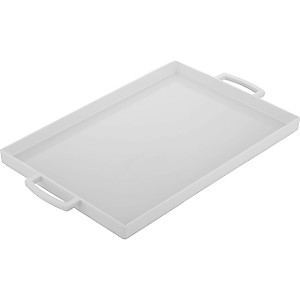 Zak Designs, White Large Rectangle Meeme Melamine Serving Tray, Easy to Hold with Modular Design, Perfect Kitchen Dinnerware for Indoor/Outdoor Activities