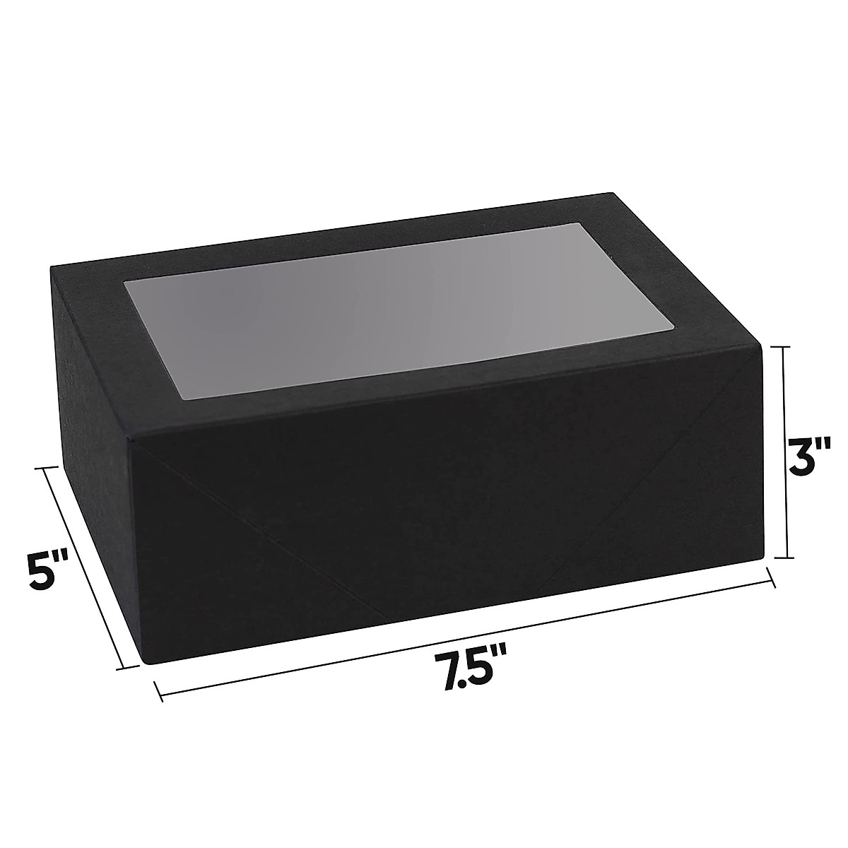 Hammont Gift Boxes - 8 Pack - Rectangular Shaped Bakery Boxes With Clear Window (Black, 7.5 * 5 * 3)