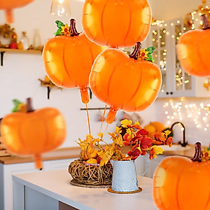 24 Pcs Pumpkin Balloons Fall Balloons Thanksgiving Foil Pumpkin Balloon Large Mylar Balloons for Fall Autumn Thanksgiving Harvest Themed Birthday Baby Shower Party Decorations Supplies