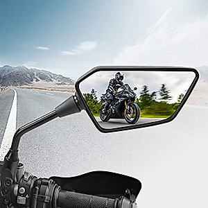 Esploratori ATV Mirror, Side Rearview Mirrors for Bike Motorcycle ATV Scooter Cruiser with 8mm 10mm Bolt, 7/8" Handle Bar Mount Clamp Compatible with Suzuki Yamaha Honda Kawasaki Victory and More