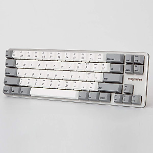 Qisan Holiday Sale 10% Discount off Mechanical Keyboard Gaming Keyboard Kailh Blue Switch Wired Backlit PBT Keycaps Mini Design (60%) 68 Keys Keyboard Magicforce (White Gray Combo)