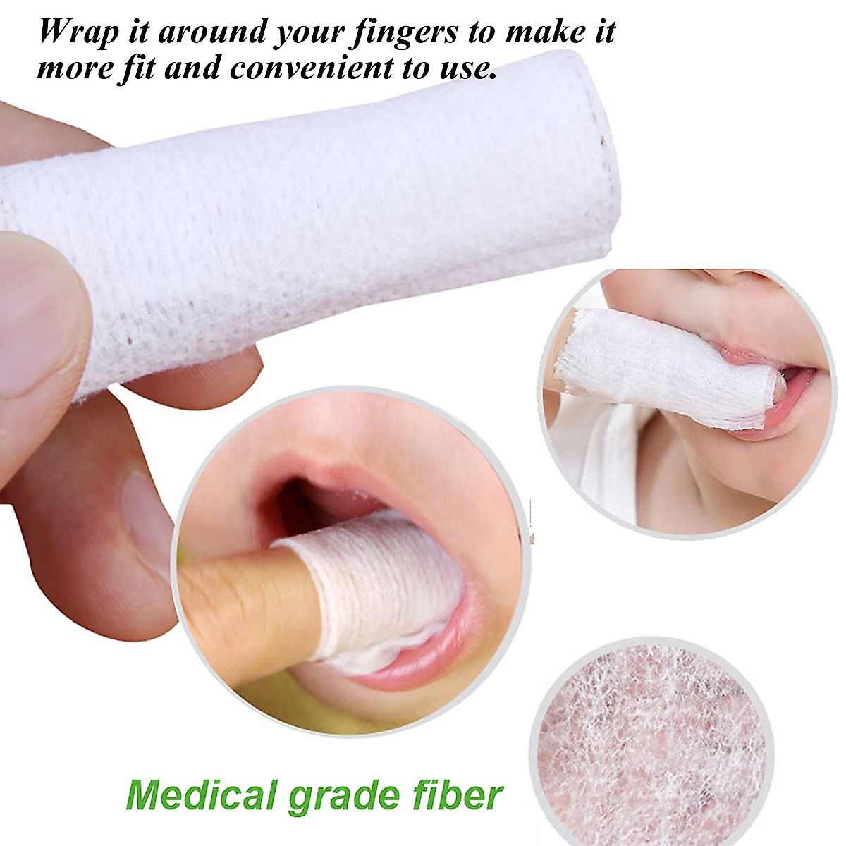 Serlife Baby Teeth Soft Gauze Infant Finger Clean Oral Toothbrush 120Pcs Infant Mouth Cleaner for 0-36 Months