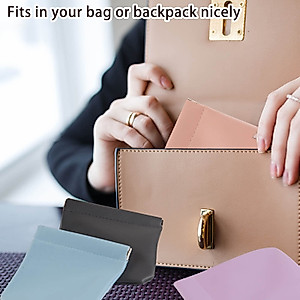 CANIPHA 4pcs Lambskin Pocket Cosmetic Bag, Waterproof Portable No Zipper Self-closing Small Makeup Pouch for Women Mini Travel Storage bag for Cosmetics Headphones Jewelry