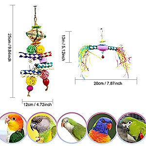Bird Parrots Shredding Toys , 5PCS Parakeet Colorful Bamboo Hanging Toys Bird Foraging Toys for Small Medium Parrots Parakeets, Conures, Love Birds, Small Parakeets Cockatiels, Finches