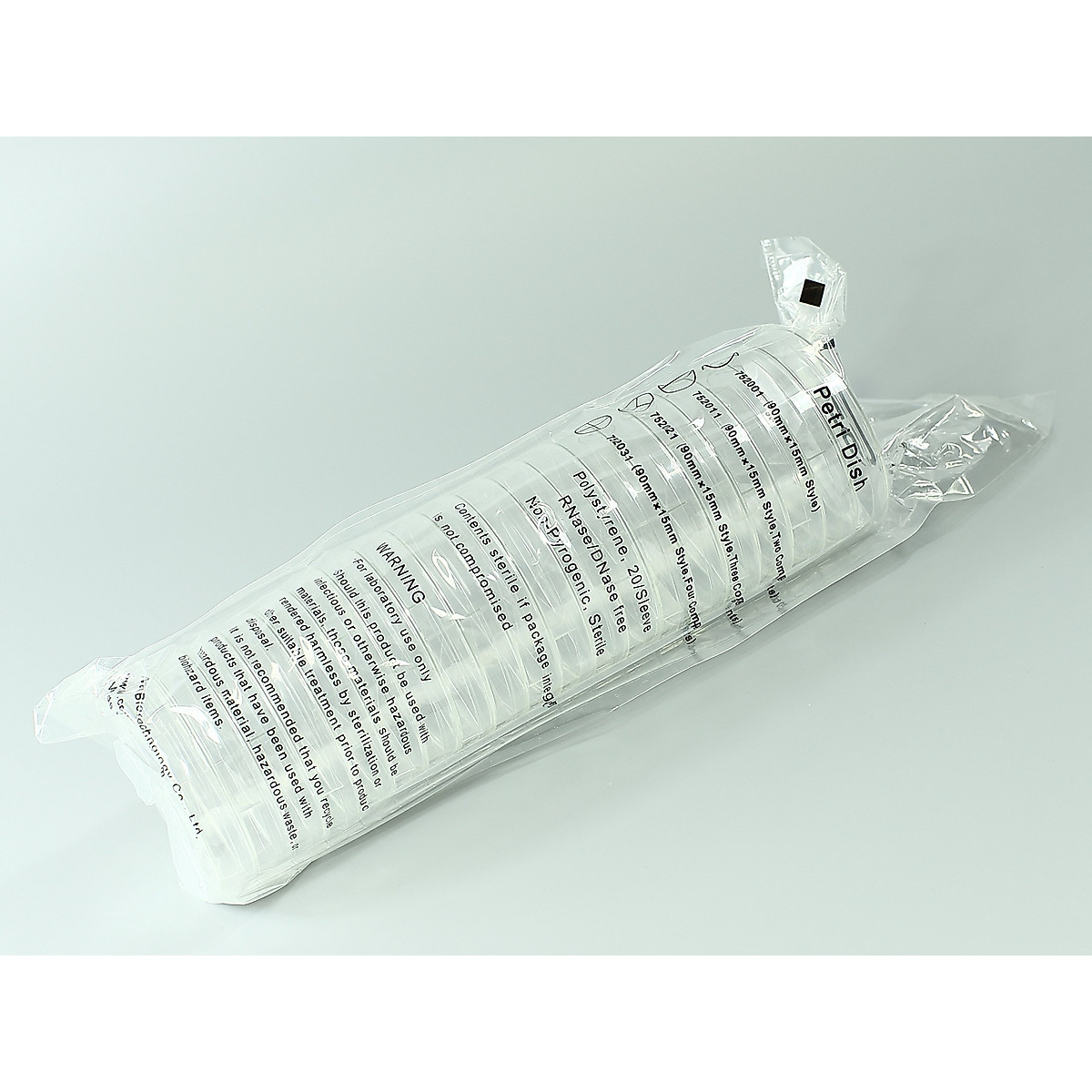 Nest Scientific 753001 Polystyrene Petri Dish, Semi-Stackable, Sterile, 100 mm x 15 mm, 20 per Bag, 500 per Case (Pack of 500)