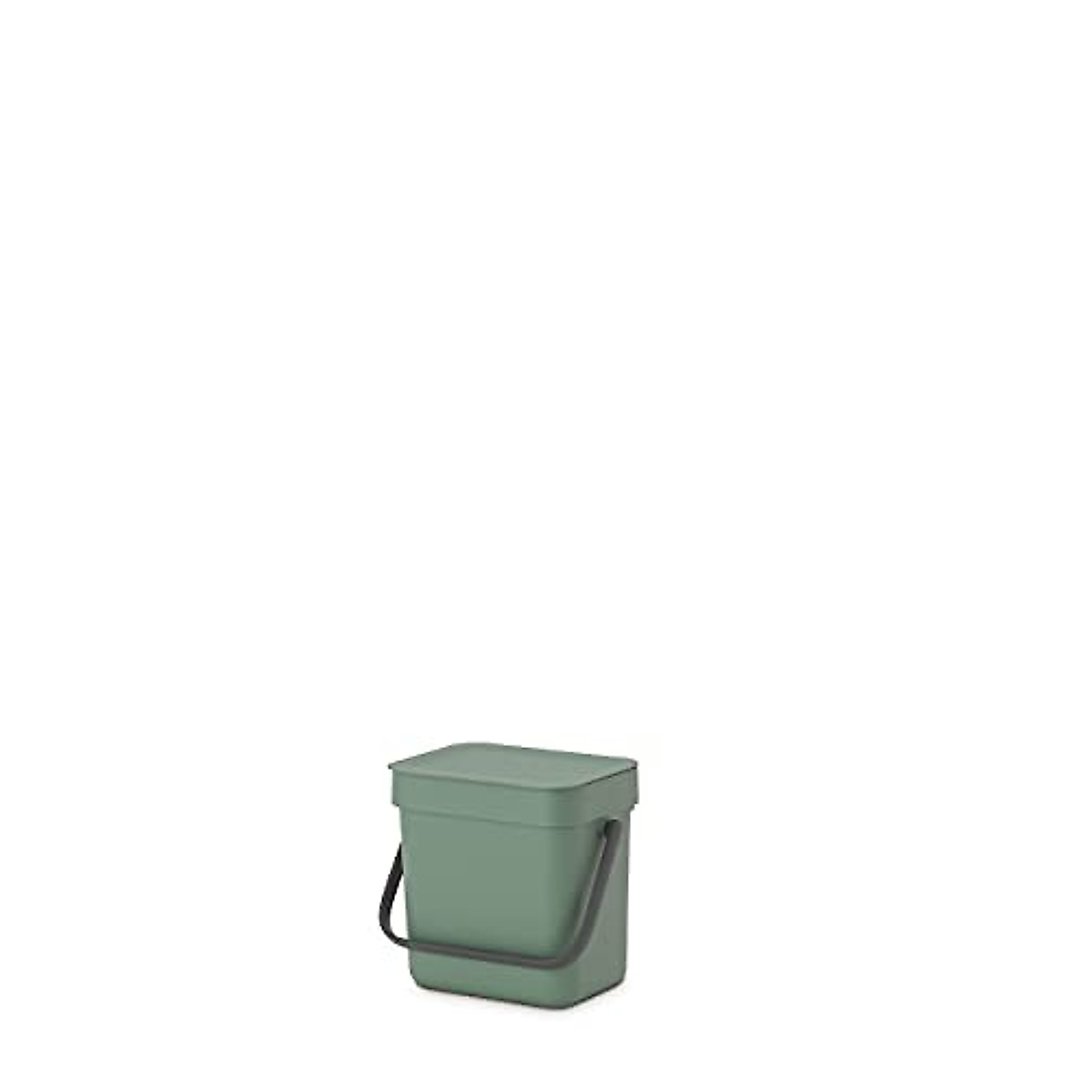 Brabantia Sort & Go Food Trash Can (0.8 Gal/Fir Green) Small Countertop Kitchen Compost Caddy with Handle & Removable Lid, Easy Clean
