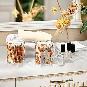 Plastic Jars with Lids,Fox Autumn Forest Animal Bulk Pack Storage Containers Wide Mouth Airtight Canister Jar for Kitchen Bathroom Farmhouse Makeup Countertop Household ,Set 4